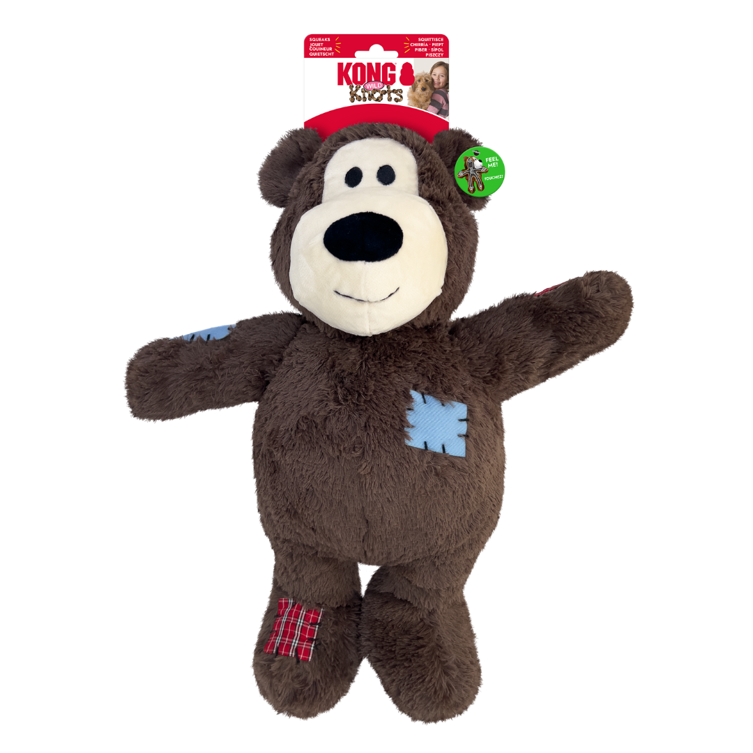 KONG Wild Knots Bear Jumbo XL (Assorted Characters) - Squeaky Plush Cu ...