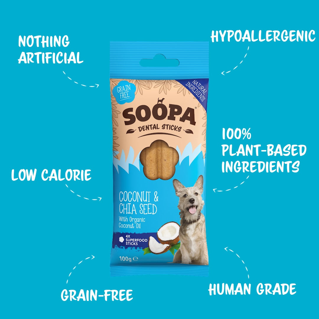 Soopa Coconut & Chia Seed Dental Sticks for Dogs - Brown's Natural Pet ...