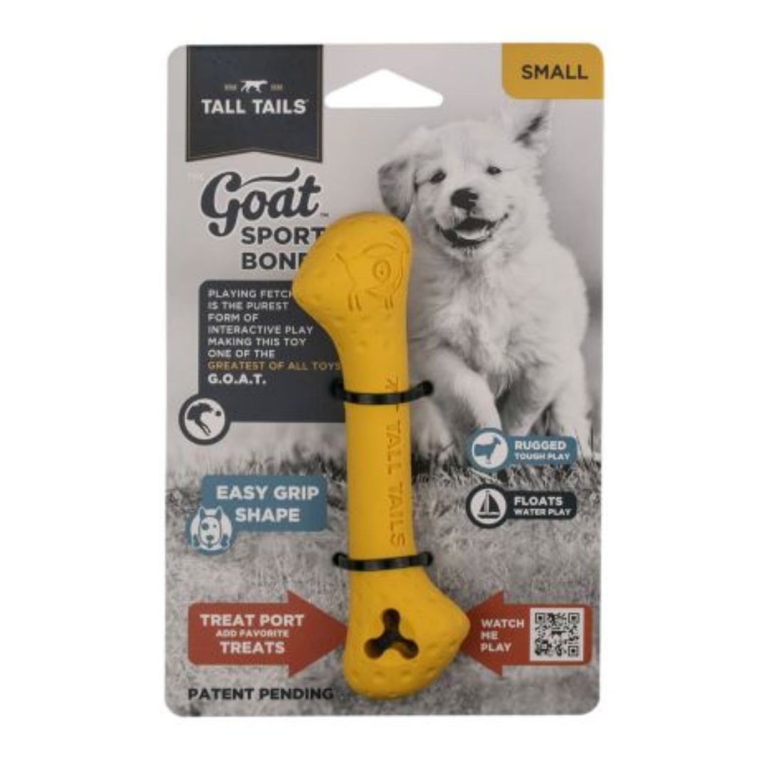 Tall Tails G.O.A.T. Rubber Sport Bone - Durable Treat and Fetch Toy fo ...