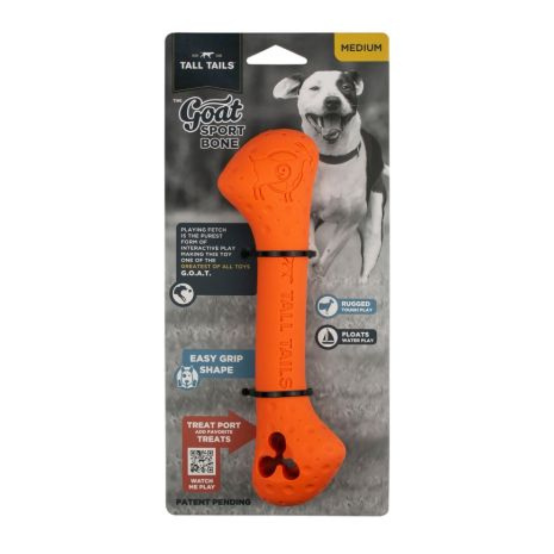Tall Tails G.O.A.T. Rubber Sport Bone - Durable Treat and Fetch Toy fo ...