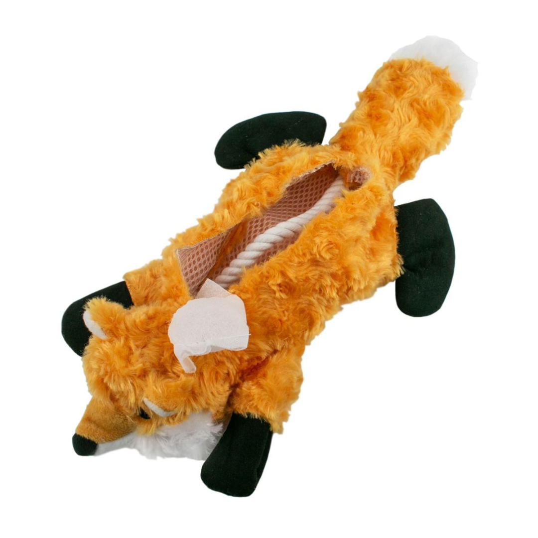 Tall Tails Plush Fox with Inner Rope Body - Durable, Stuffless, Squeak ...