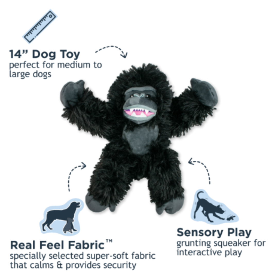 Tall Tails Plush Gorilla with Inner Rope Body - Durable, Squeaky Tug T ...
