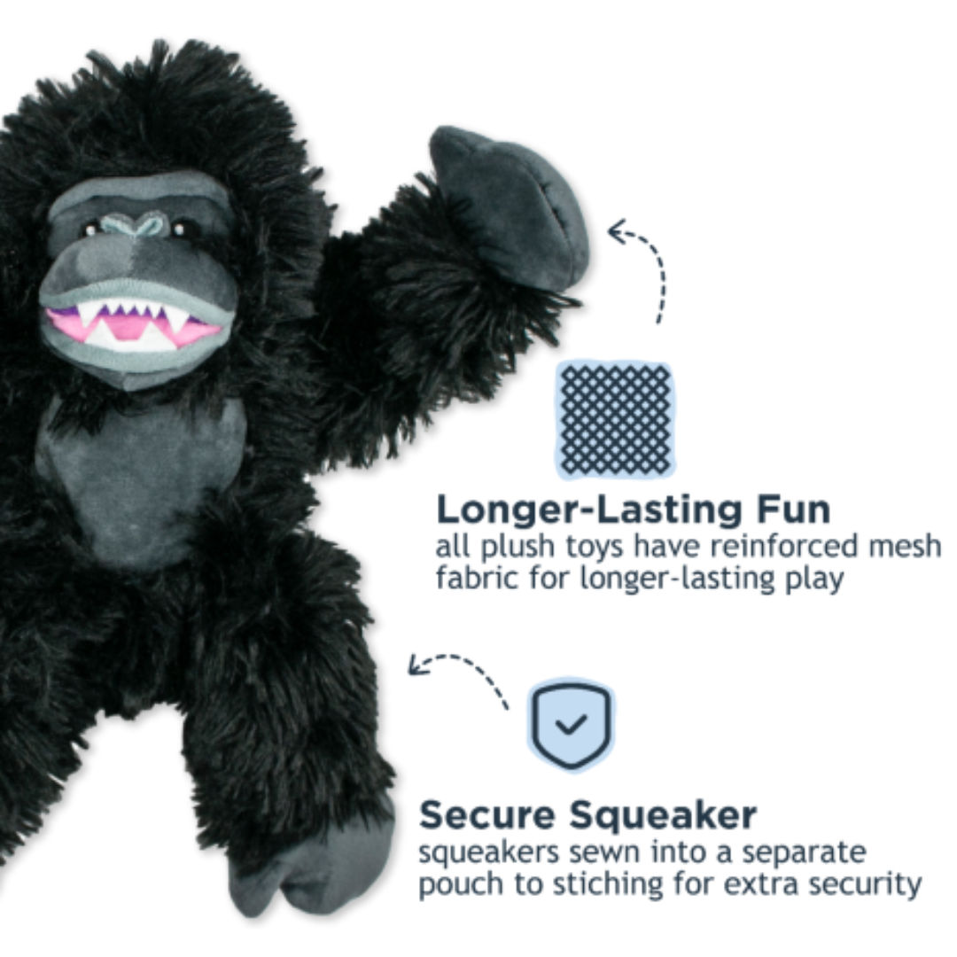 Tall Tails Plush Gorilla with Inner Rope Body - Durable, Squeaky Tug T ...