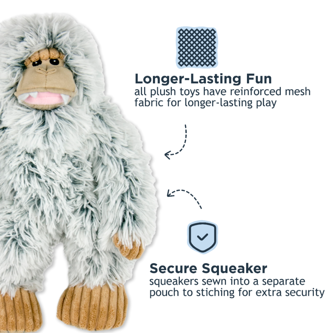 Tall Tails Plush Yeti with Inner Rope Body - Durable, Squeaky Tug Toy ...